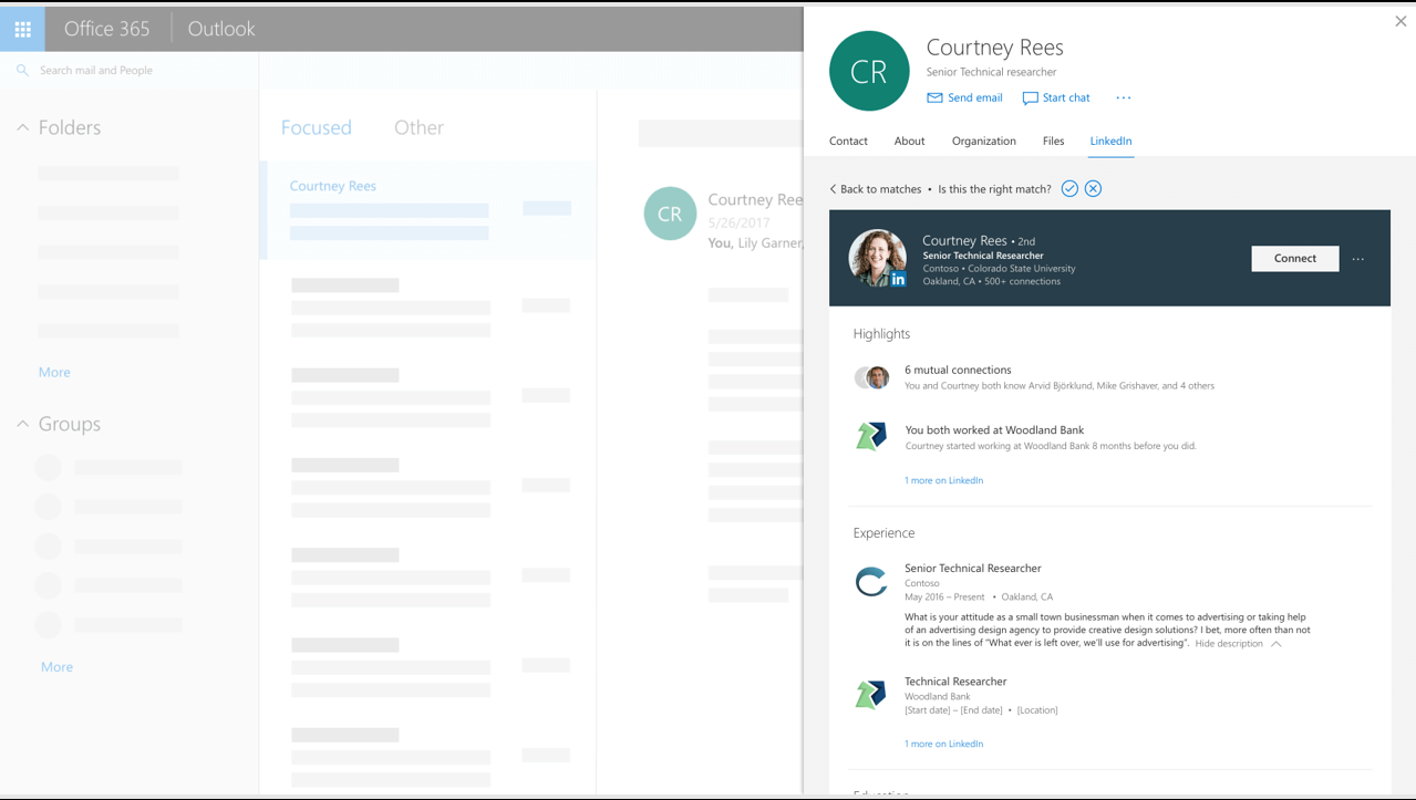 LinkedIn and Office 365 Integration